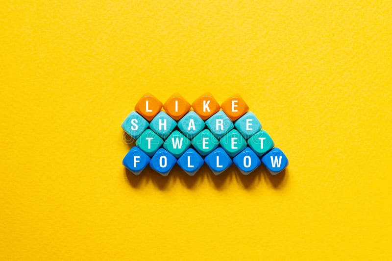 Like , Share , Tweet , Follow - Word Concept on Building Blocks, Text ...