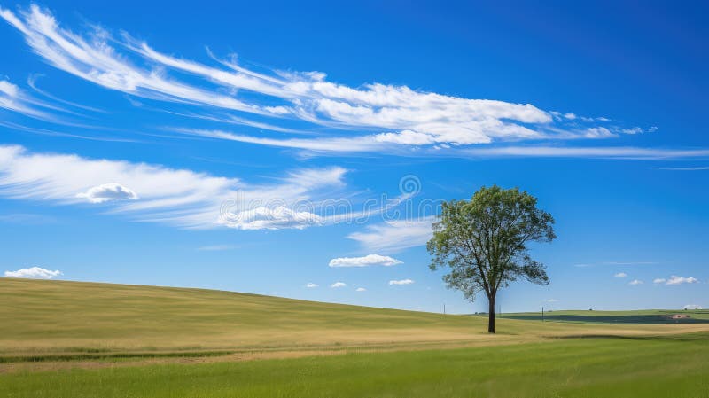 Like Sky with Wispy Clouds 2. Stock Illustration - Illustration of tree ...
