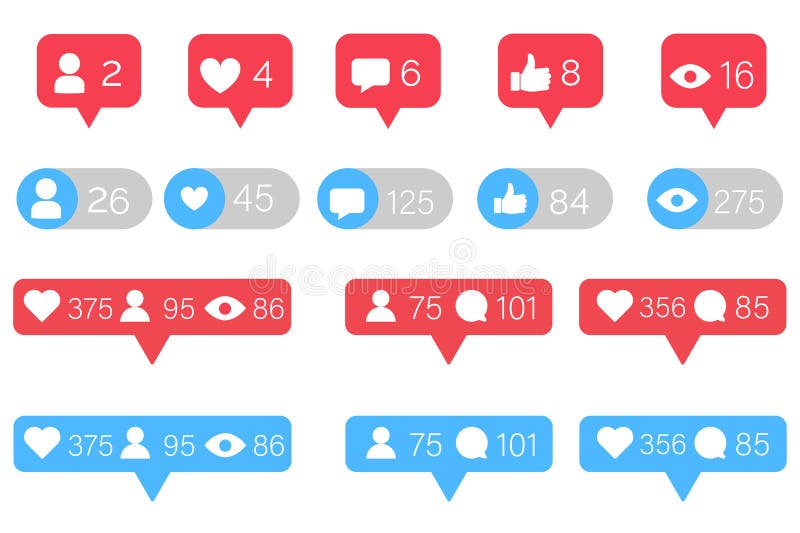 Like Social Network Icons. Like, Thumb Up and Heart Collection. Buton ...