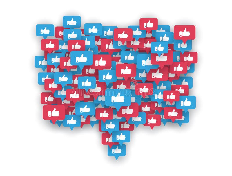 Like, Thumbs Up Icons in Push Notification. Social Network Symbol ...