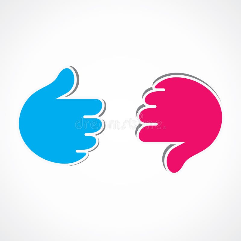 Cartoon Thumbs Up and Thumbs Down Stock Vector - Illustration of green ...