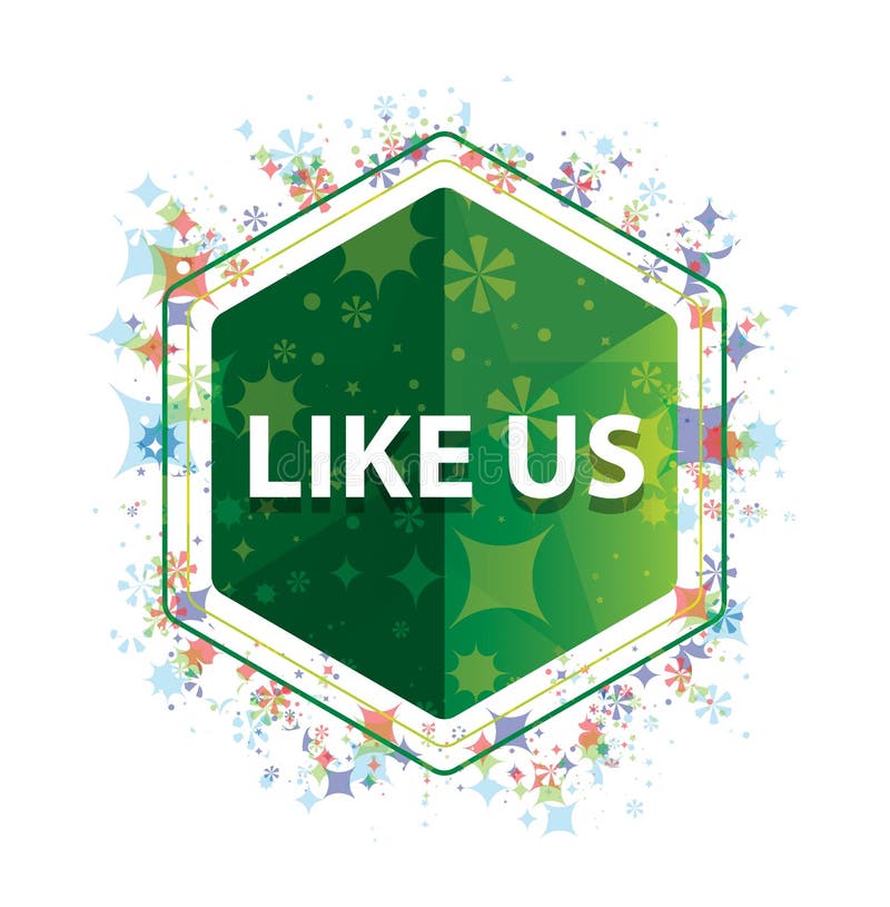 Like Us Floral Plants Pattern Green Hexagon Button Stock Illustration ...