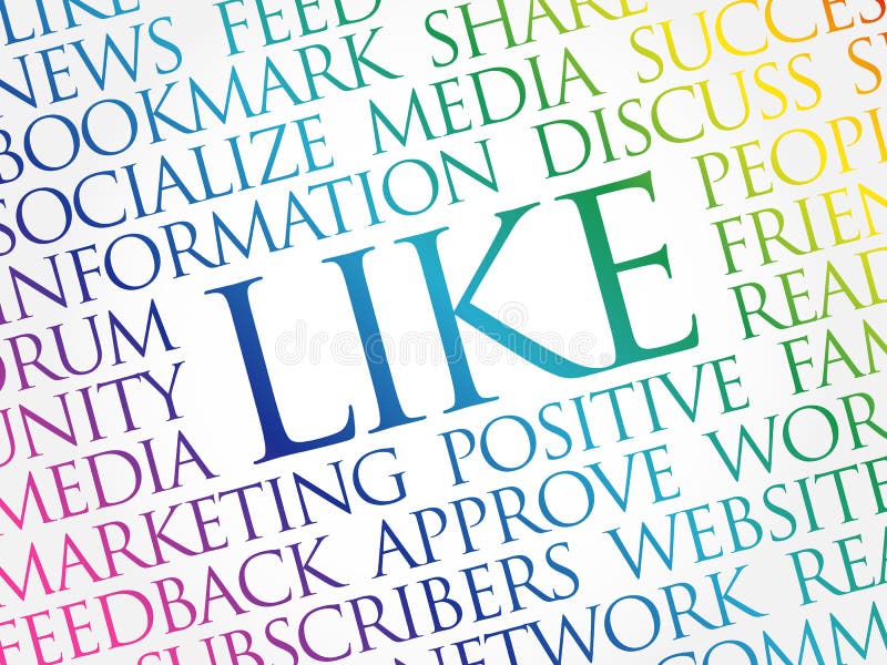 LIKE word cloud collage stock illustration. Illustration of chat ...