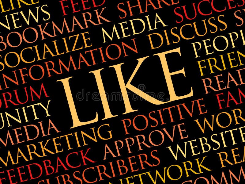 LIKE word cloud collage stock illustration. Illustration of object ...