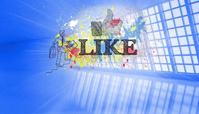 Like Written Over Color Splashes in Blue Room Stock Illustration ...