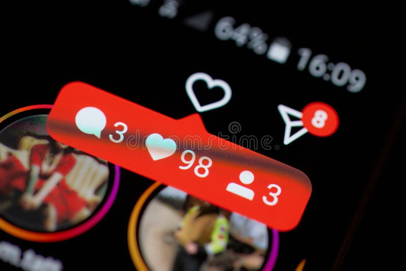 Likes and Unread Message Notifications on Instagram Editorial Image ...