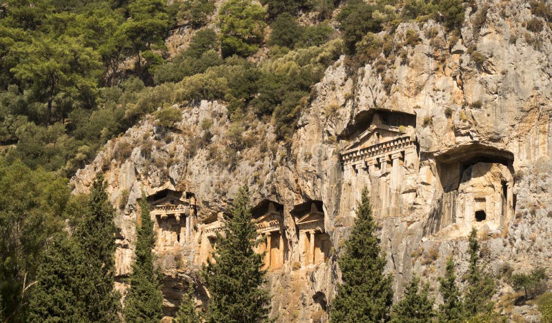 Likijsky Tombs on the River Daljan, Turkey Stock Image - Image of color ...