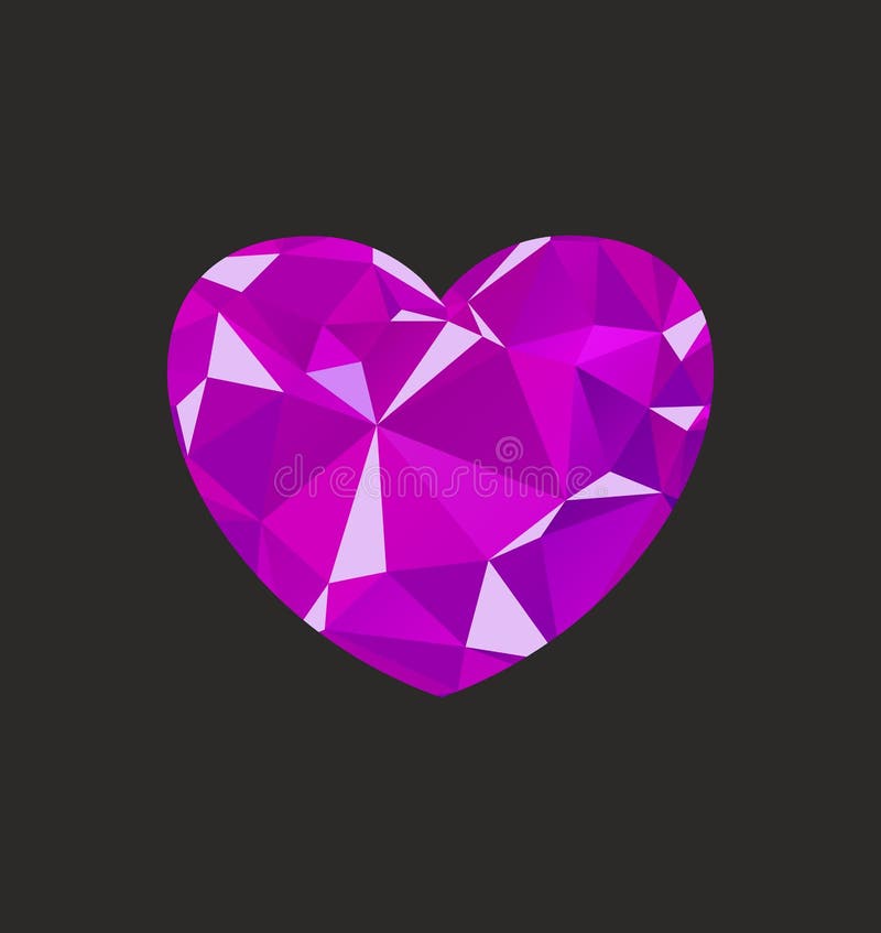 Lila Del Diamante Del Corazón Ilustración del Vector - Ilustración de ...