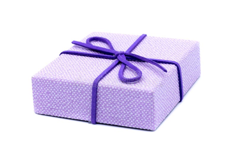 Lila Geschenkbox Mit Violettem Bogen Stockfoto - Bild von feier ...
