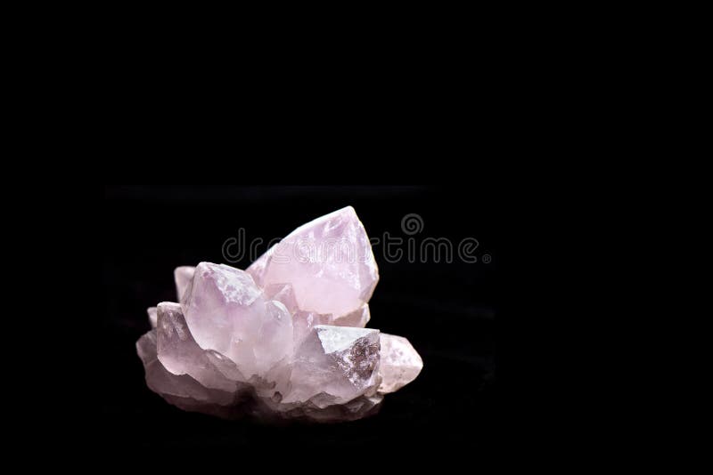 Lilac Amethyst Crystal on Black Background, Close Up Stock Image ...