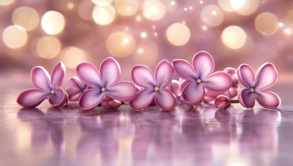Lilac Blossoms Float Serenely on the Calm Surface of the Water ...