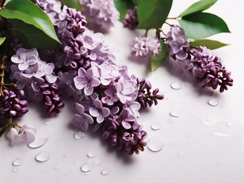 Lilac Branches at White Horizontal Background Stock Photo - Image of ...