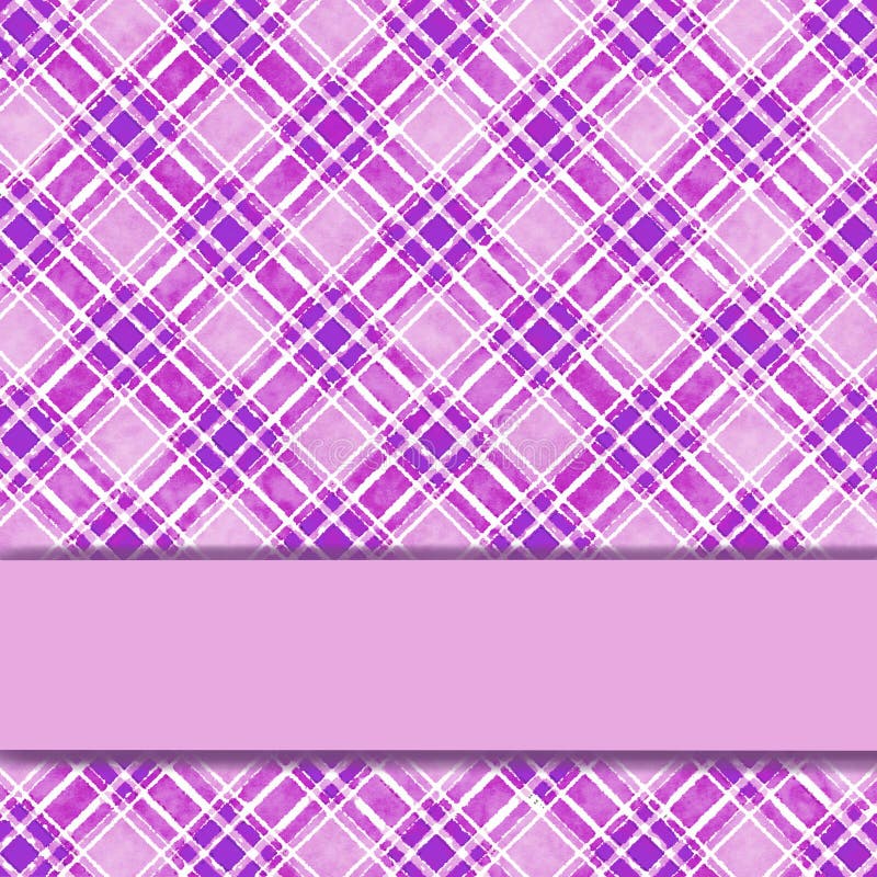 Lilac Checkered Background with Wide Band for Text. Geometric Pattern ...