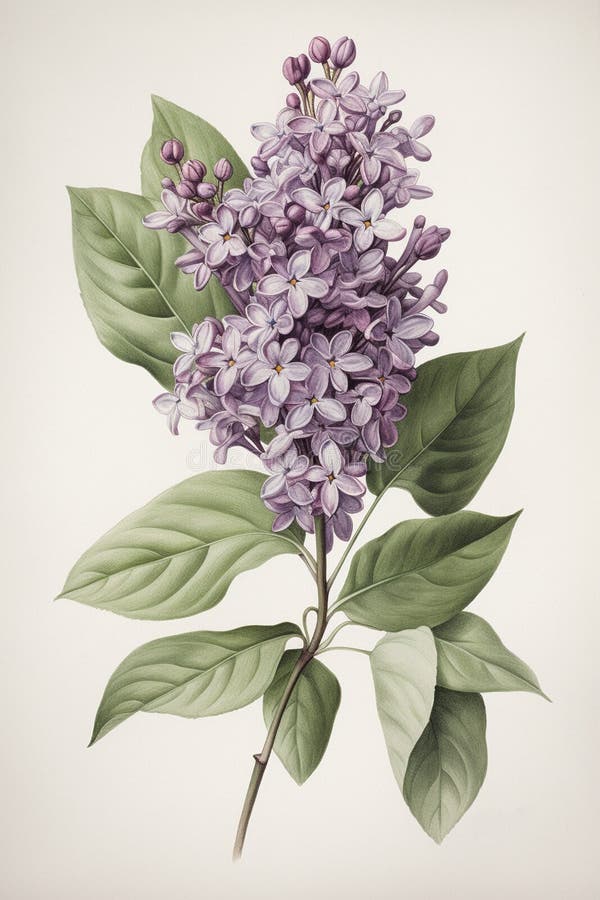 Lilac Flower Drawing. Generative AI Stock Illustration - Illustration ...