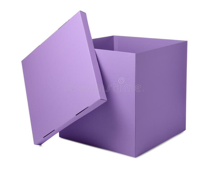 Lilac Gift Box with Cap Isolated on White Stock Image - Image of party ...