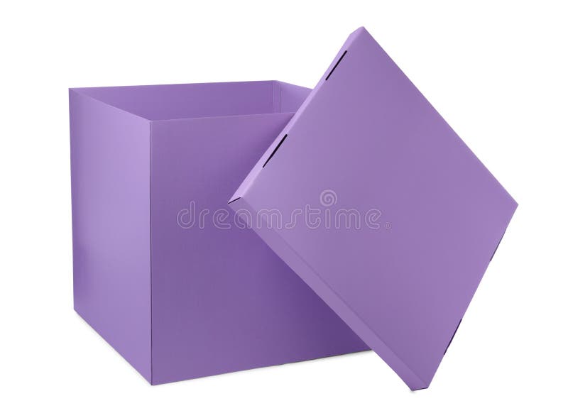 Lilac Gift Box with Cap Isolated on White Stock Image - Image of ...
