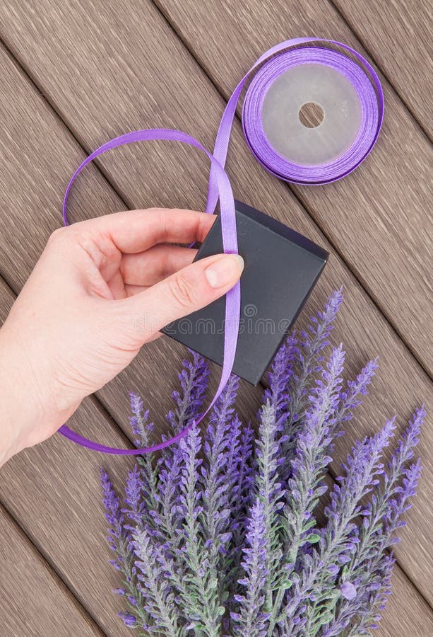 Lilac gift packaging stock image. Image of birthday, paper - 77470097