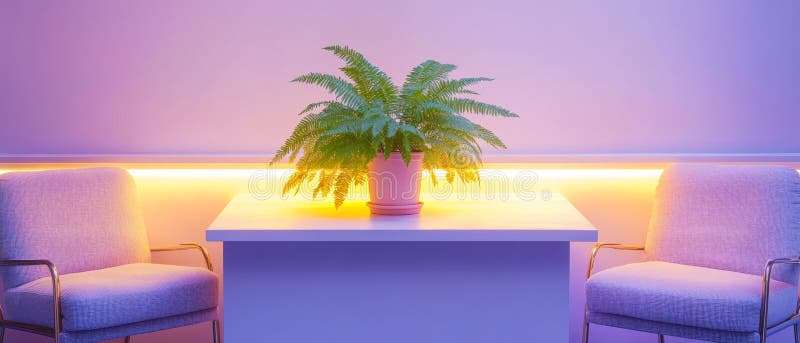 Lilac Glow: Fern Table and Chairs Stock Illustration - Illustration of ...