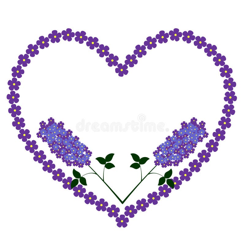 Lilac Heart Background with Branches of Flowers Stock Vector ...