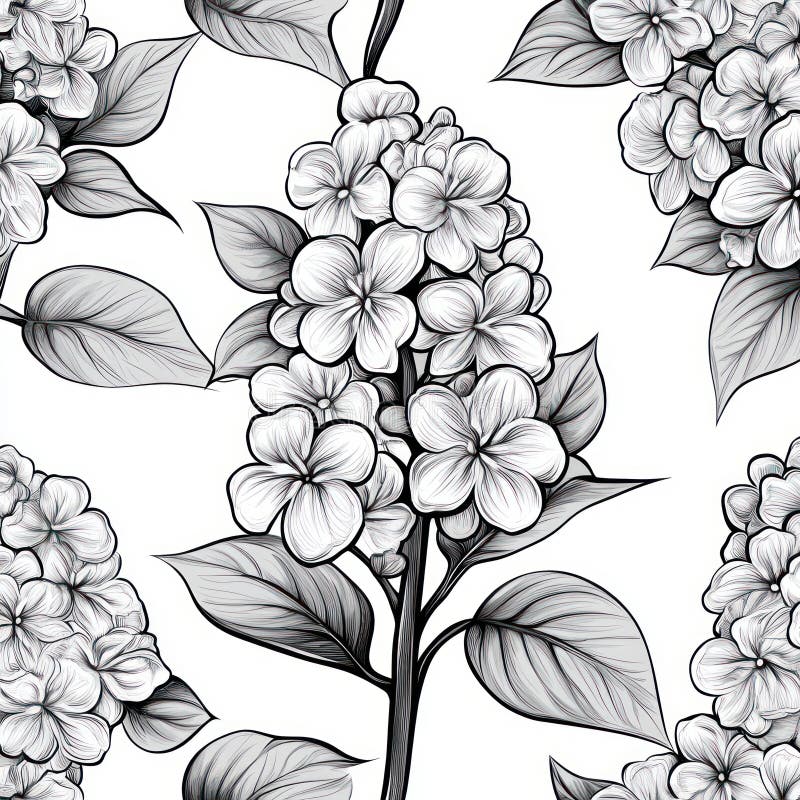 A Lilac, Line Pattern, Black and White Artwork Style. Coloring Book ...