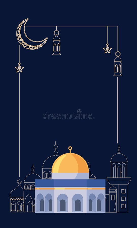 Lilac Mosque with Moon Frame Stock Vector - Illustration of palace ...