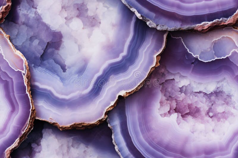 Lilac Natural Crystals and Stones, Geode Slices, Agates. Artificial ...