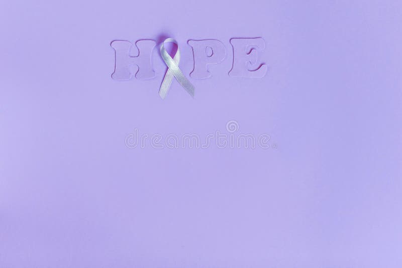 Lilac Ribbon with Word Hope on Lilac Background Stock Image - Image of ...