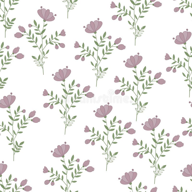Lilac Seamless Nature Pattern. Hand Drawn Stock Illustration ...