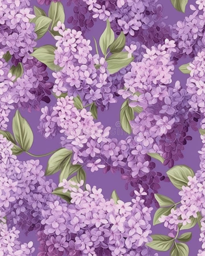 Lilac Seamless Pattern. AI Generated Stock Illustration - Illustration ...