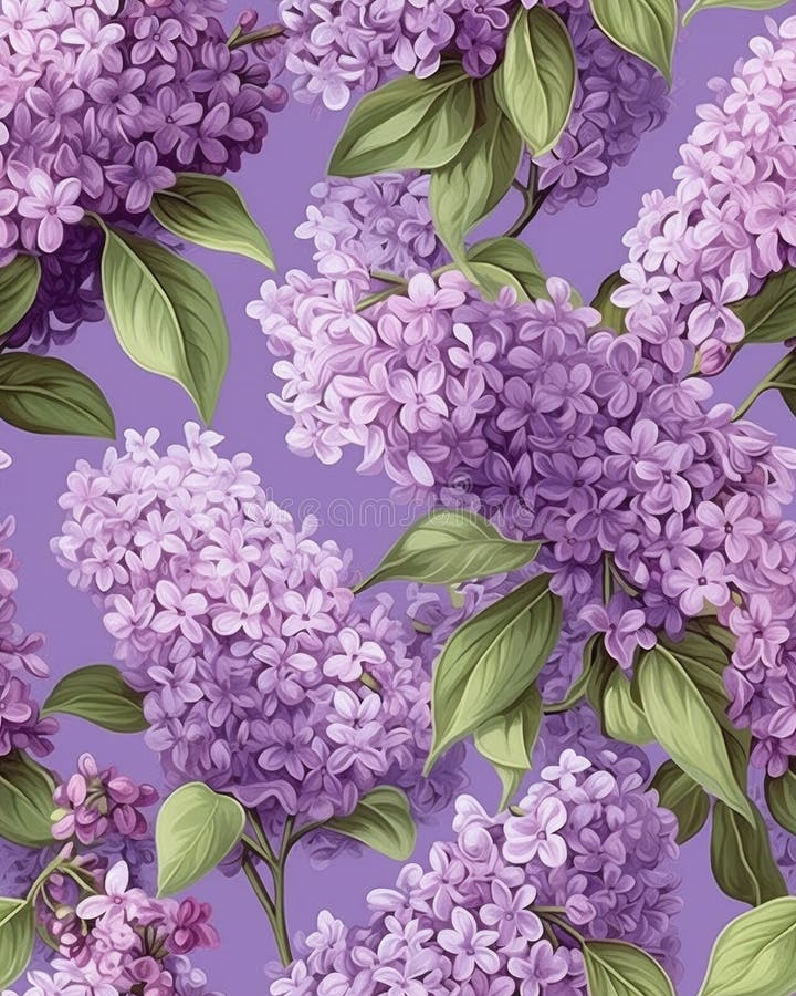 Lilac Seamless Pattern. AI Generated Stock Illustration - Illustration ...