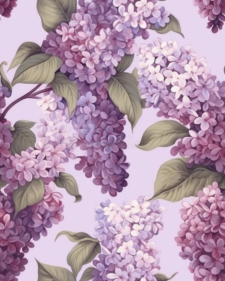 Lilac Seamless Pattern. AI Generated Stock Illustration - Illustration ...