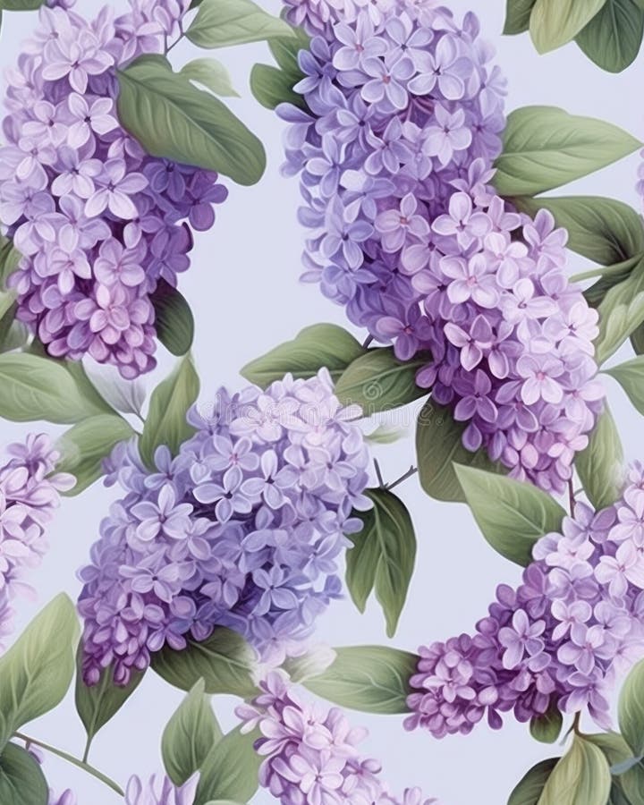 Lilac Seamless Pattern. AI Generated Stock Illustration - Illustration ...