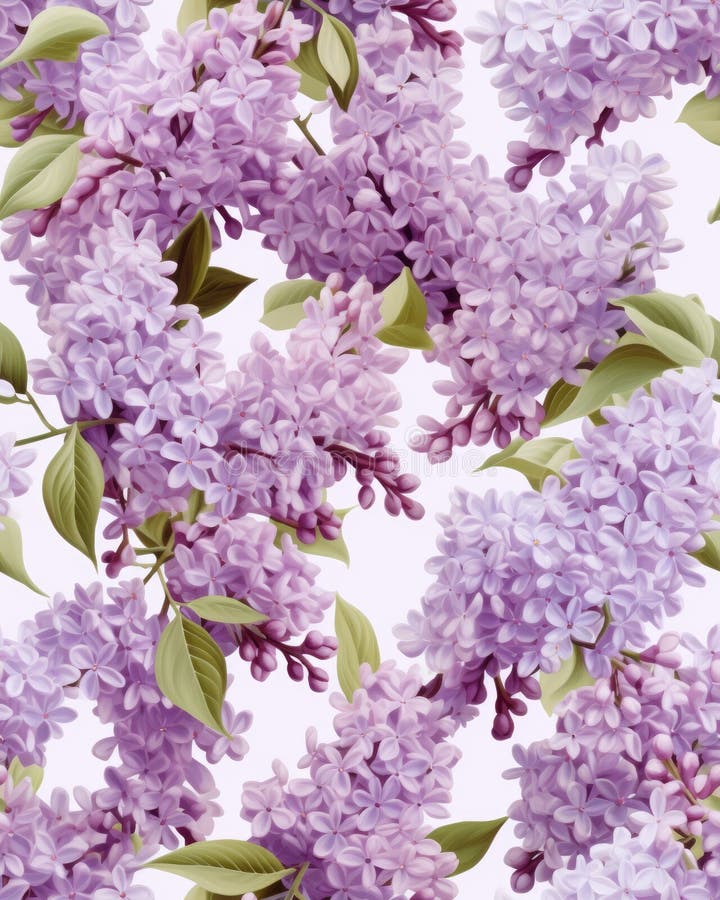 Lilac Seamless Pattern. AI Generative Stock Illustration - Illustration ...
