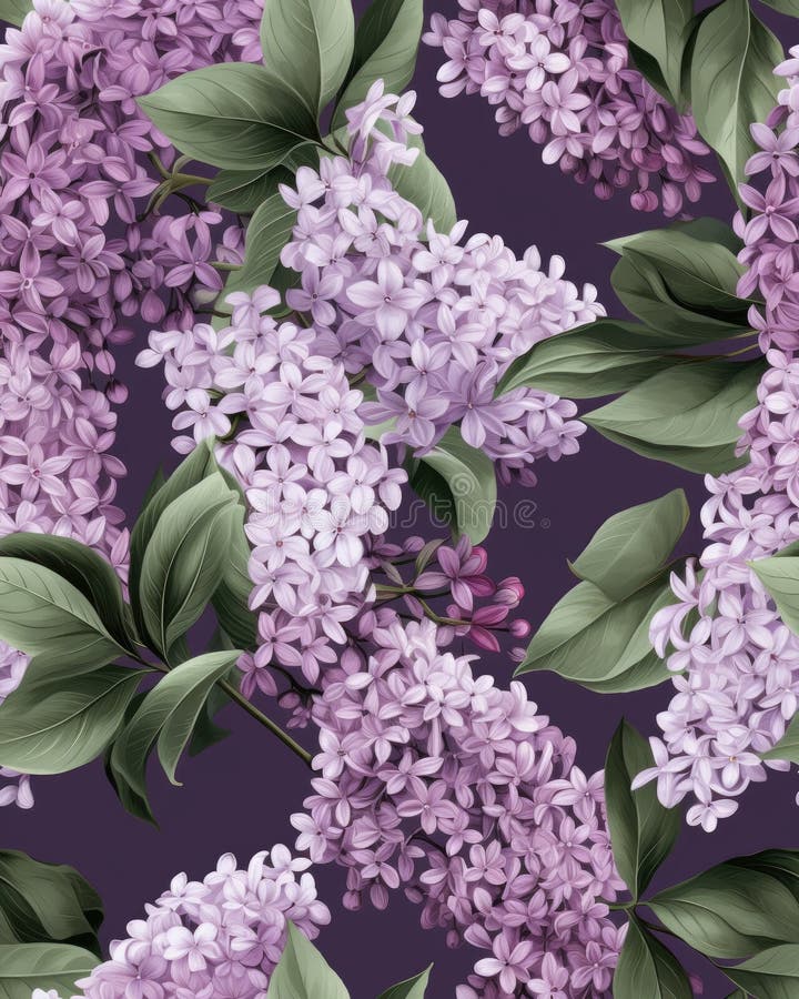 Lilac Seamless Pattern. AI Generative Stock Illustration - Illustration ...