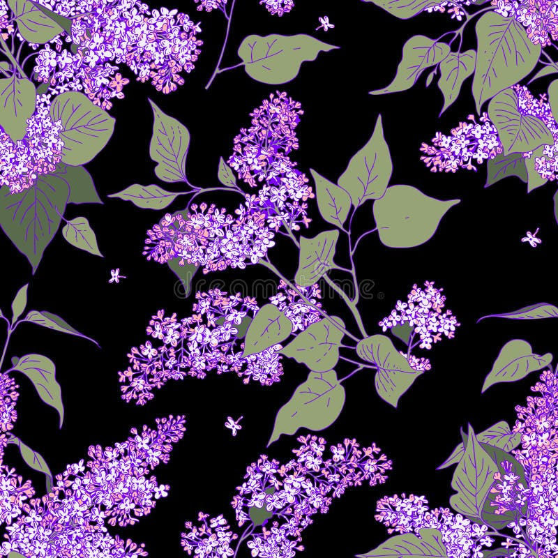 Lilac Seamless Pattern. stock vector. Illustration of hand - 54065889