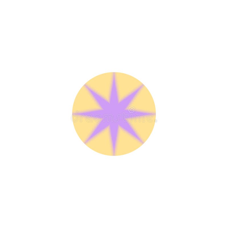 Lilac Sparkle Star Y2K Gradient Blurred Vector Element in Yellow Circle, Soft Snowflake with ...