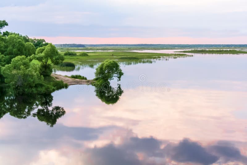 Lilac sunset over the lake stock image. Image of landscape - 40270499
