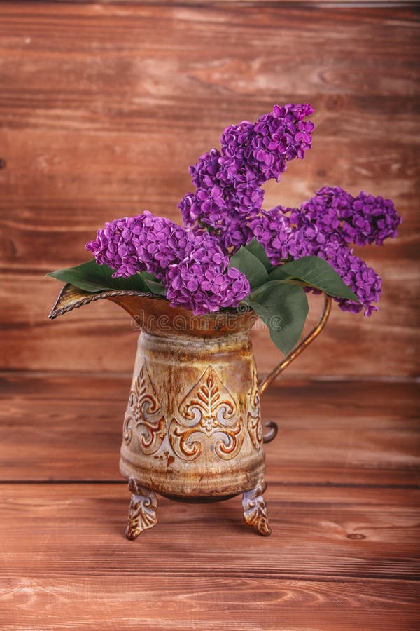 Lilac in vintage vase stock image. Image of lilac, flower - 182894167