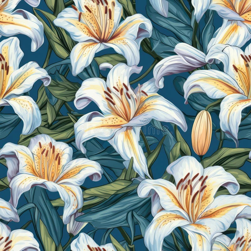 Lilies Closeup, Background . Seamless Background. Generative AI Stock ...
