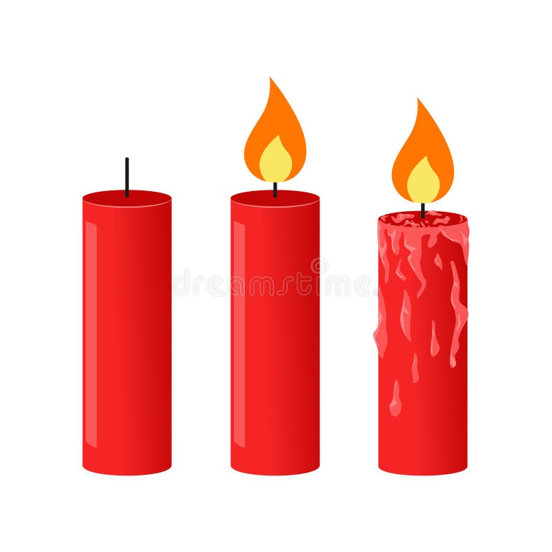 Set of Candle Cartoon Style, Vector Illiustration Stock Vector ...
