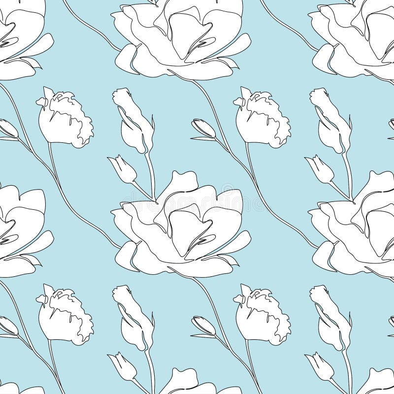 Lillies in Single Continuous Line Drawing Style Seamless Pattern Stock ...