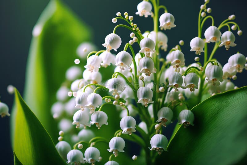 Lilly of the Valley Sprouting from Snow in Spring with Water Droplets ...
