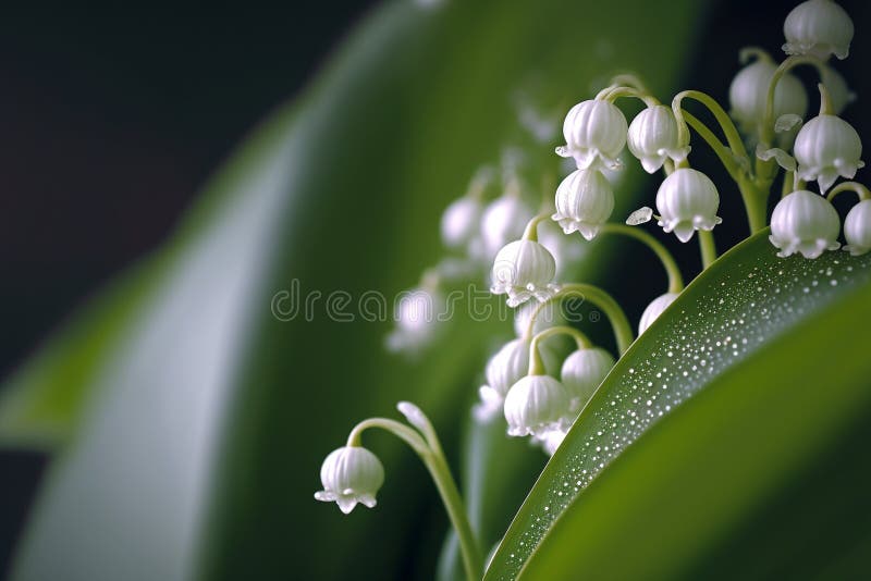Lilly of the Valley Sprouting from Snow in Spring with Water Droplets ...