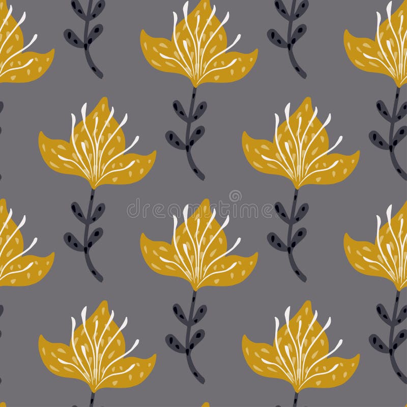 Lily Abstract Seamless Pattern. Hand Drawn Flower Background Stock ...