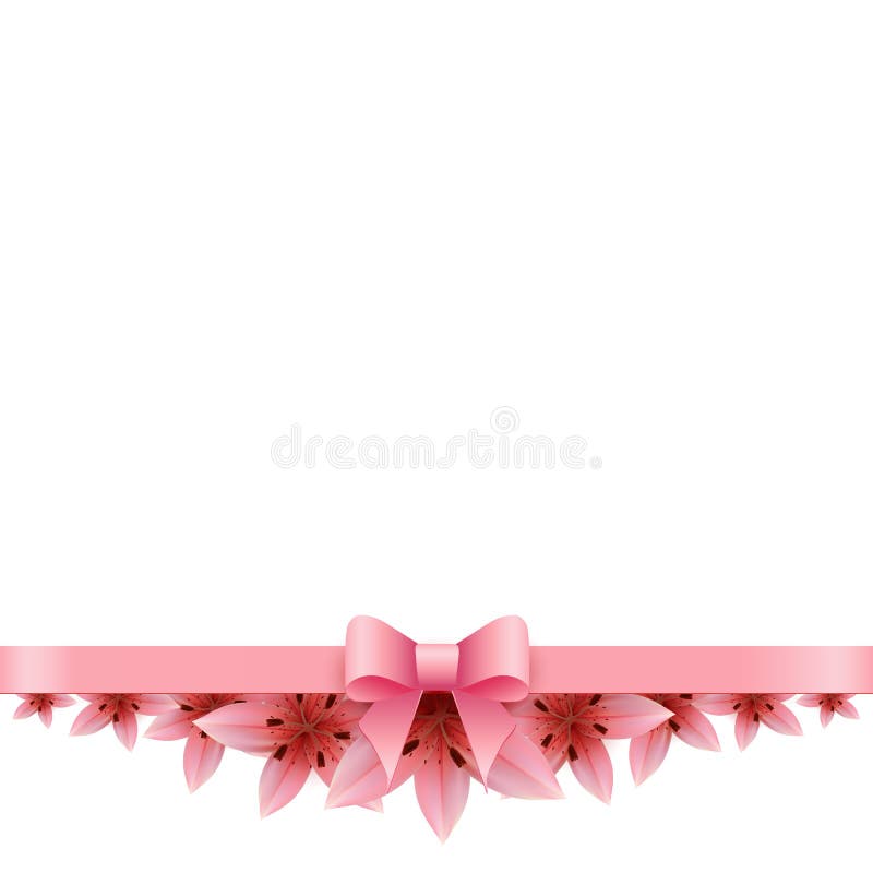 Lily Banner on a White Background with Pink Bow Stock Vector ...