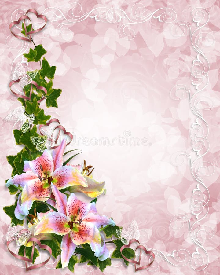 Lily Floral Corner Invitation Stock Illustration - Illustration of ...