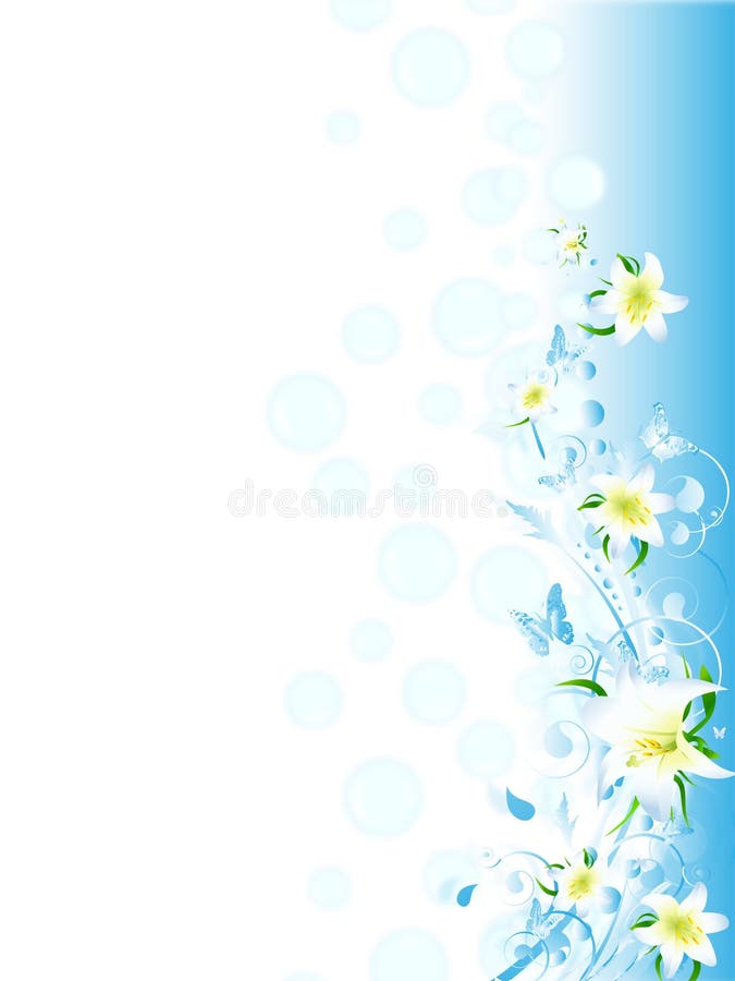 Lily floral frame in blue stock illustration. Illustration of fresh ...
