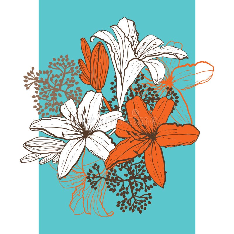 Lily Flower Abstract Vector Background, Template Stock Vector ...