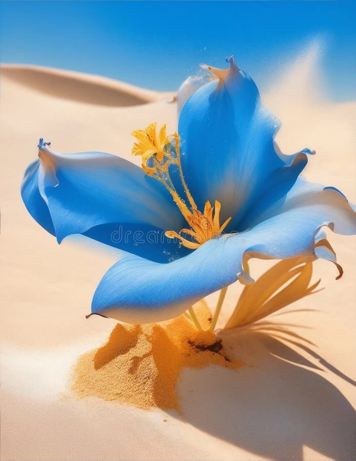 Lily Flower Blue Color, in the Desert Illustration Stock Illustration ...