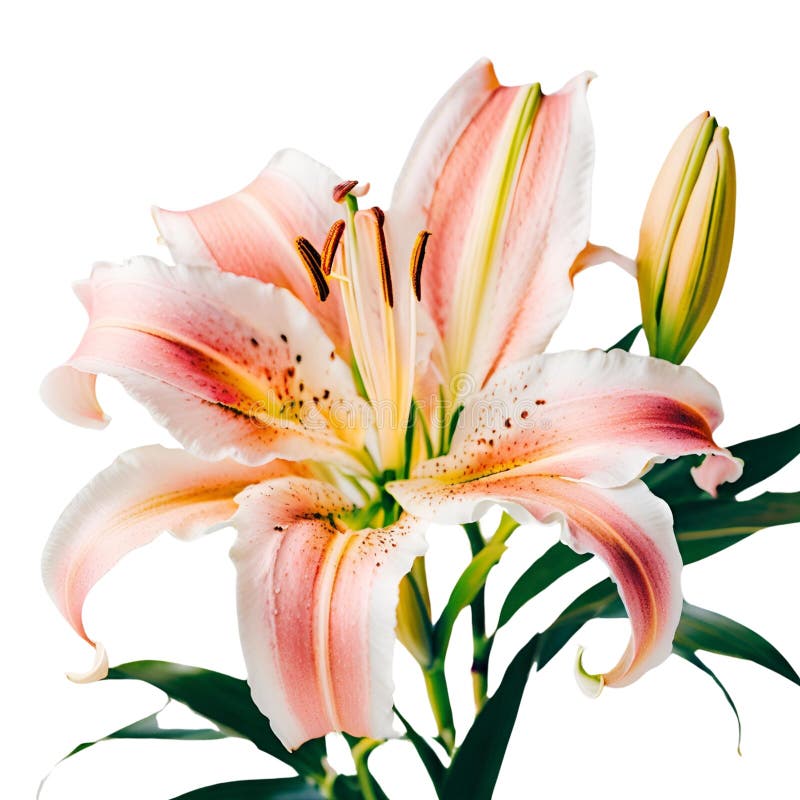 Lily Flower Isolated on White Background Clipping Path - 4 Stock ...